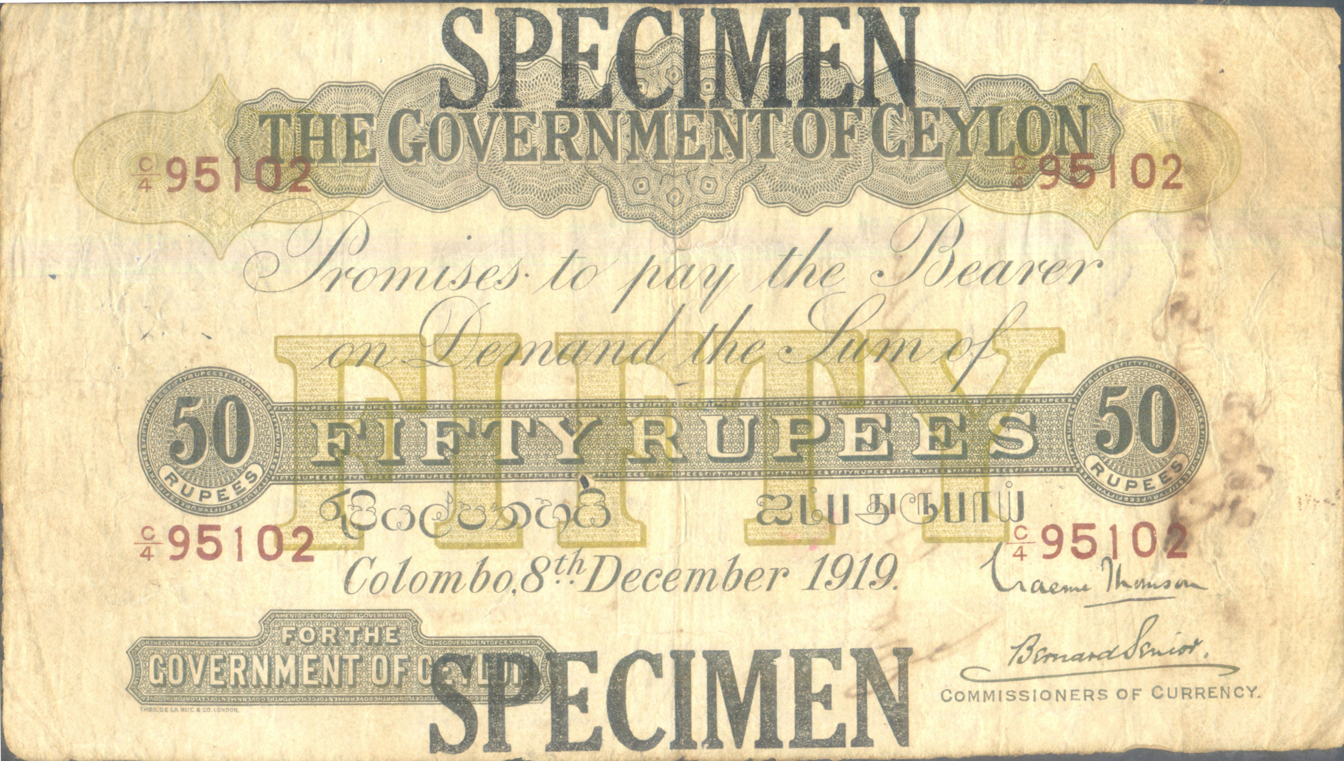 The Government of Ceylon Specimens 1885-1926